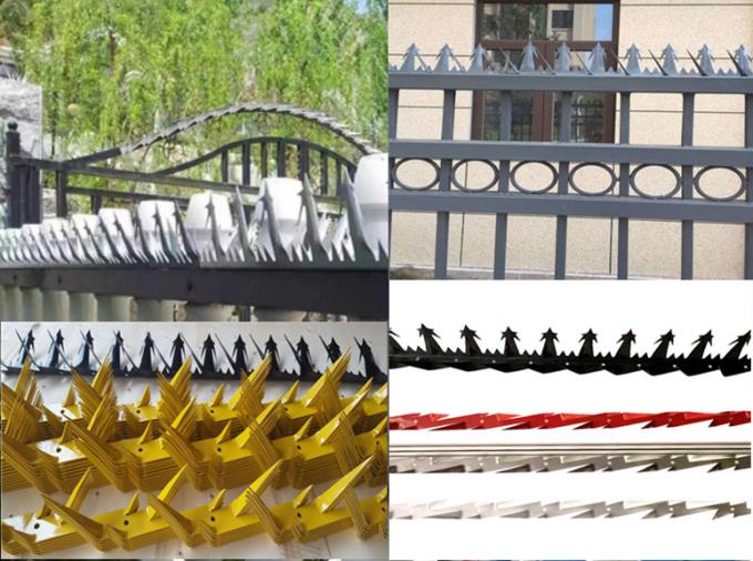 Durable Razor Wall Security Spikes Fence Tops Powder Coating Black Green