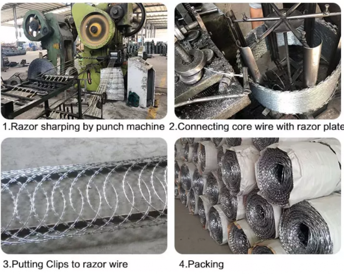 Fence Flat Wrap Razor Wire Connected By Clips , Razor Blade Barbed Wire