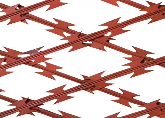 Powder Coated Welded Razor Mesh For Razor Wire Fence , Diamond Razor Mesh