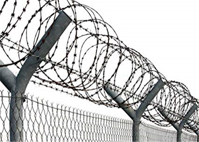High Tensile Razor Type Concertina Barbed Wire Galvanized Fencing Lines